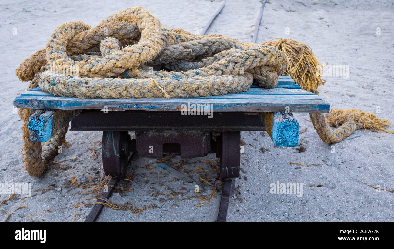 old used nautical ship rope Stock Photo - Alamy