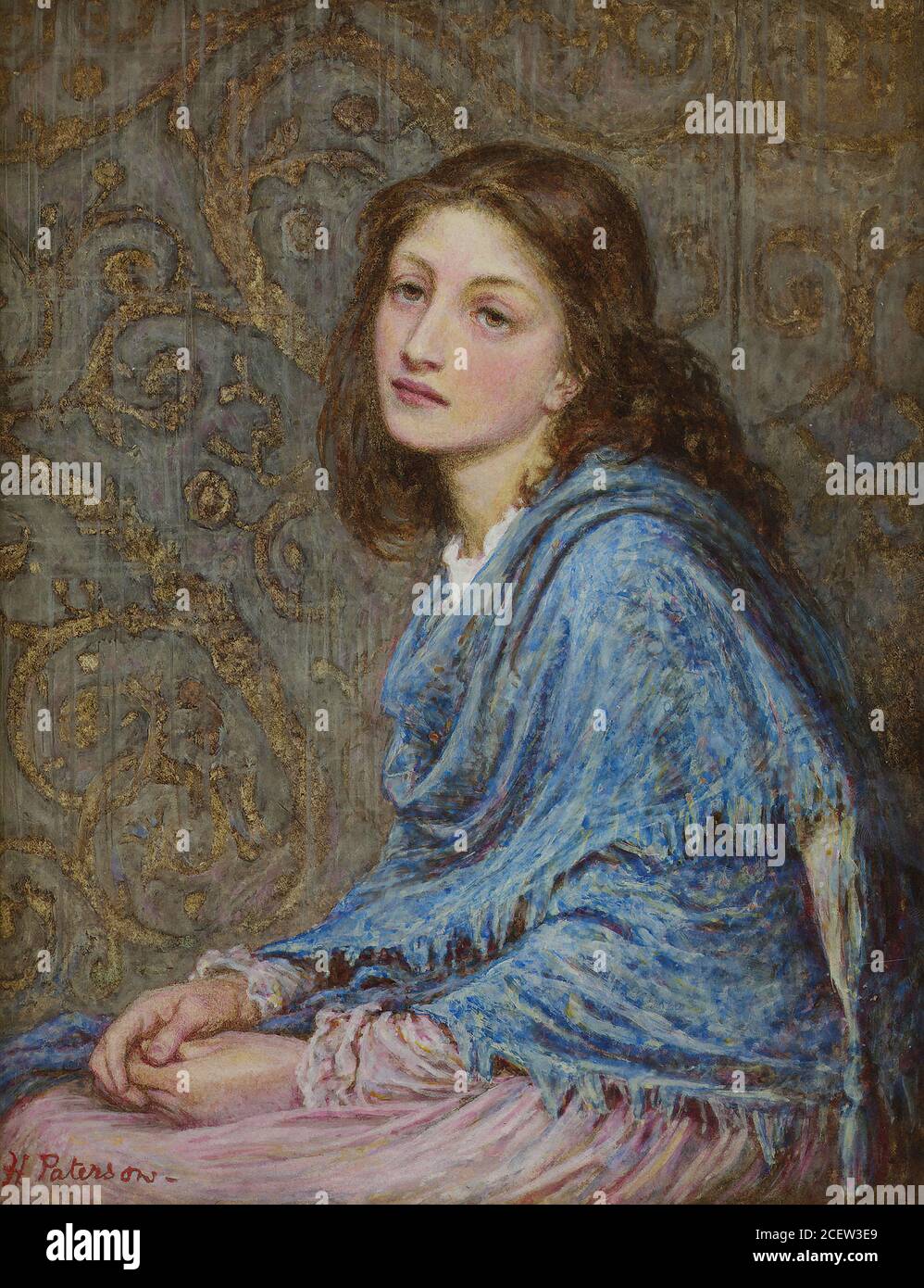 Allingham Helen - Girl Seated in Blue - British School - 19th Century ...