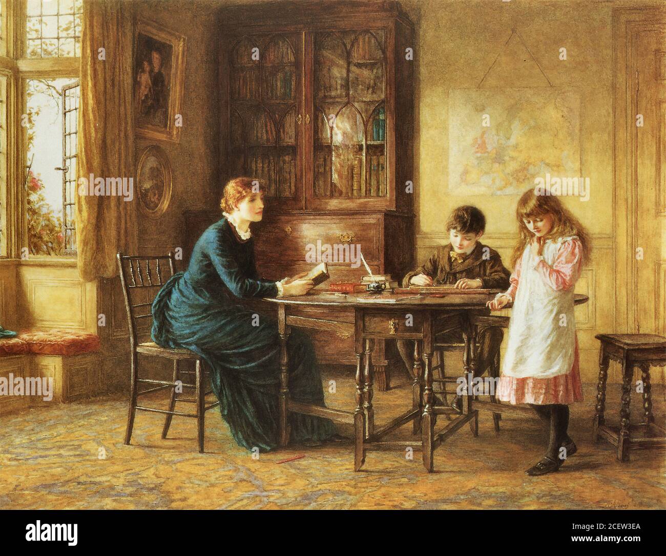 Allingham Helen - Gerald and Eva Receiving Lessons in the Dining Room ...