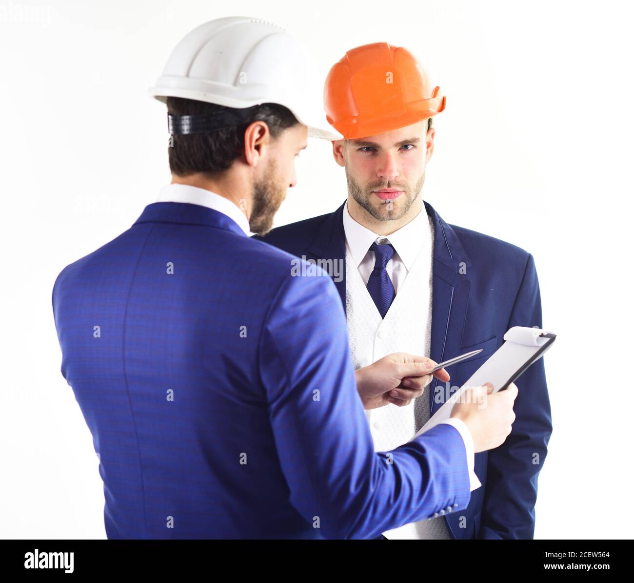 Engineering, architecture, investments, building concept. Boss shows ...