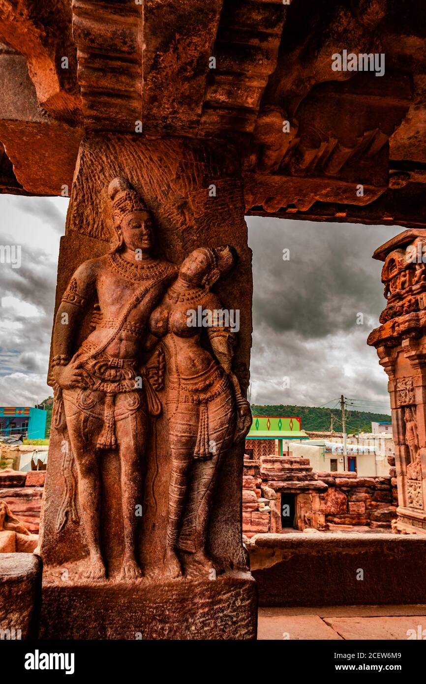 sculptures of hindu gods on facade of 7th century temple carved walls ...