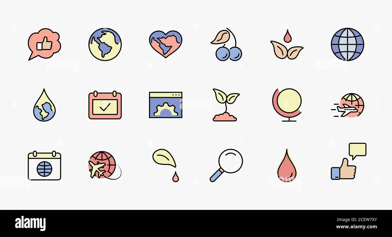 Earth Day Vector Line Icons Set. Editable Stroke. 32x32 Pixel Perfect ...