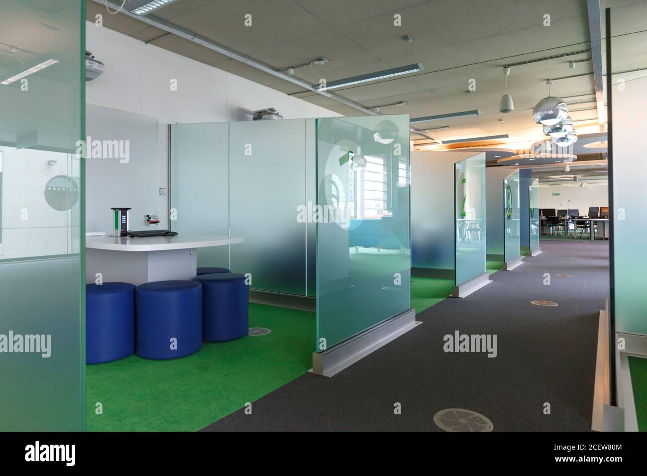 Empty group study pods at a college library ready for new students ...
