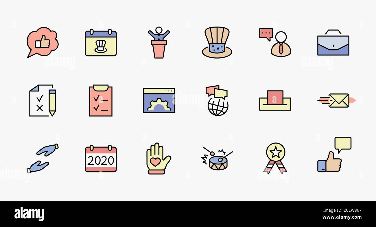 International Presidents Day Set Line Vector Icons. Contains such Icons ...