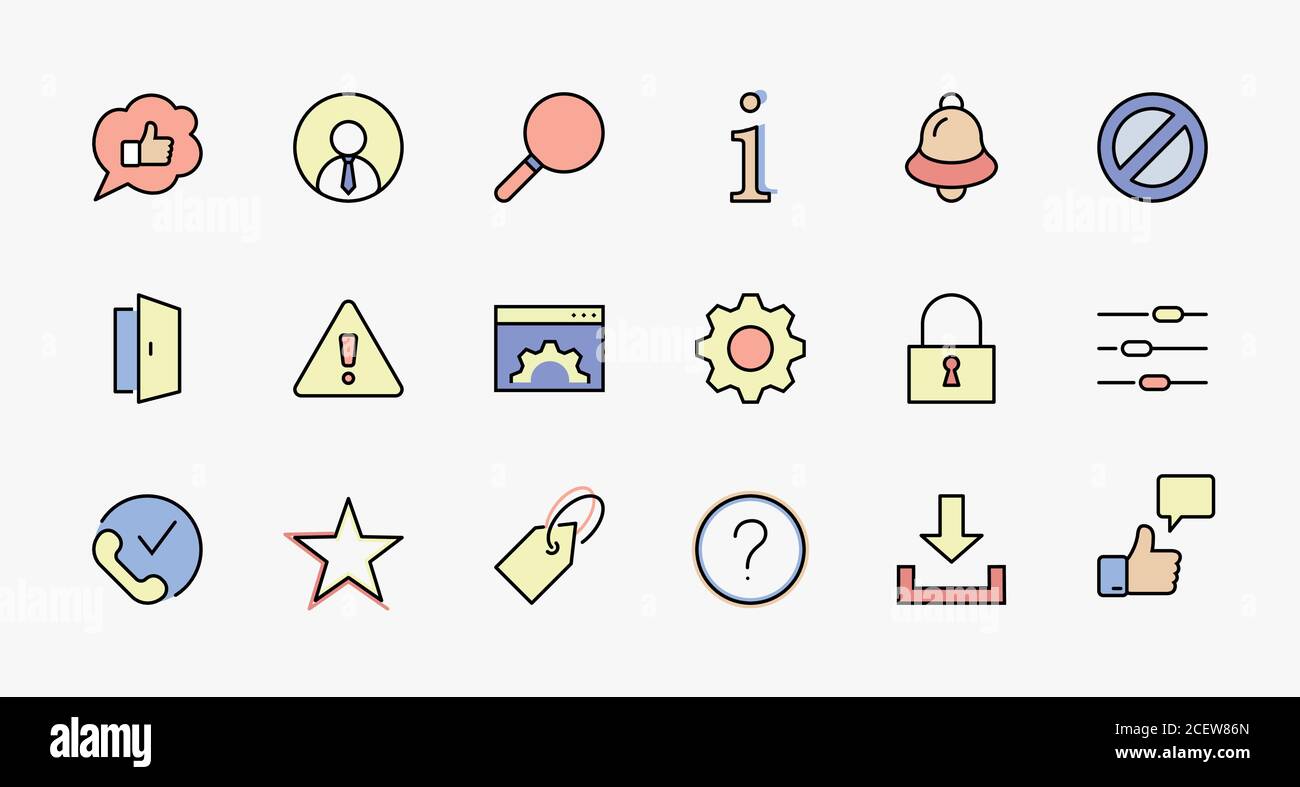 Set of Interface Related Vector Line Icons. Contains such Icons as User ...