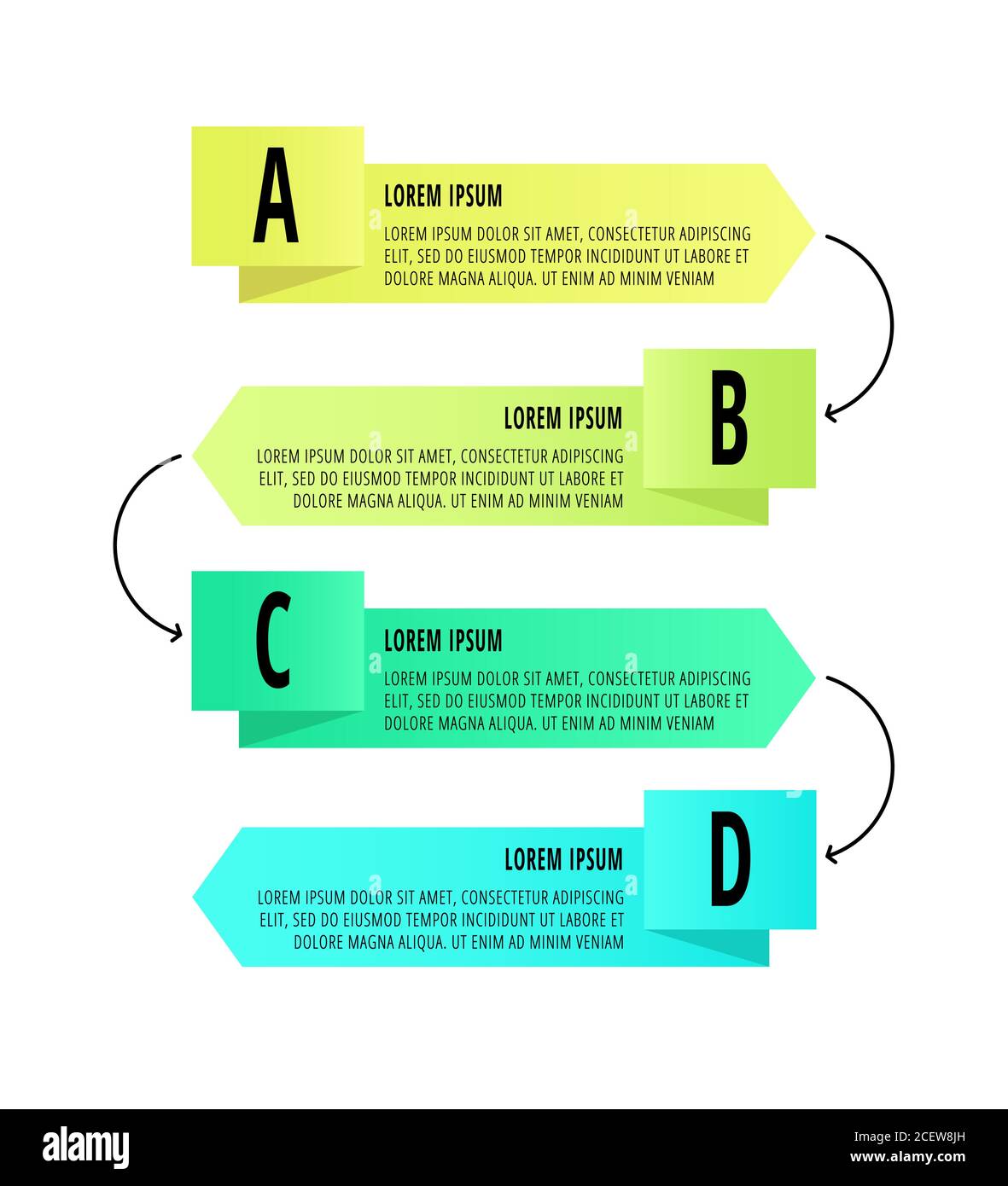 Vector infographic design with 4 rectangles with arrows. Flat template ...