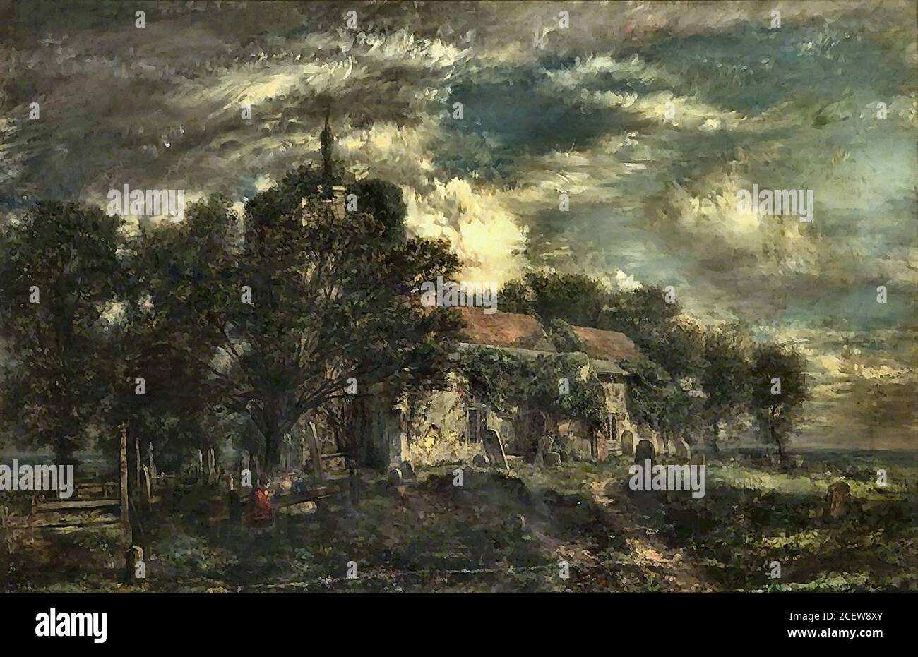 Anthony Henry Mark - a Country Churchyard - British School - 19th ...
