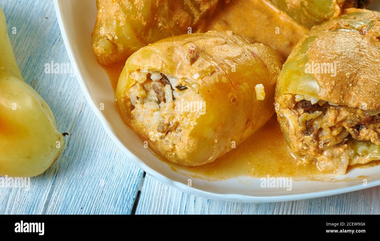 Stuffed Peppers, Israel cuisine, Traditional assorted Mediterranean ...
