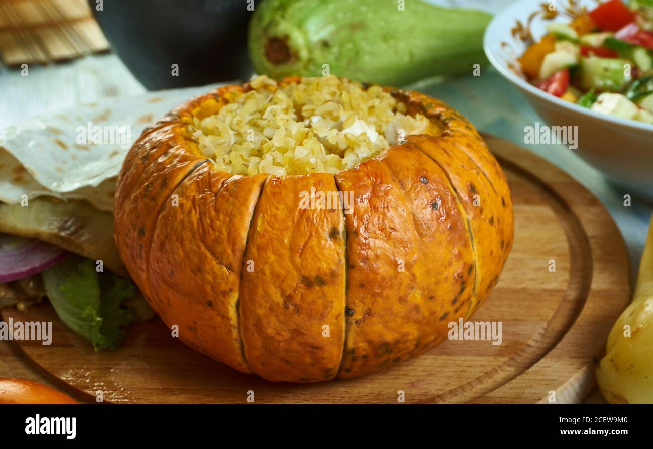 Roasted Pumpkin Stuffed with Lamb and Bulgur, Israel cuisine ...