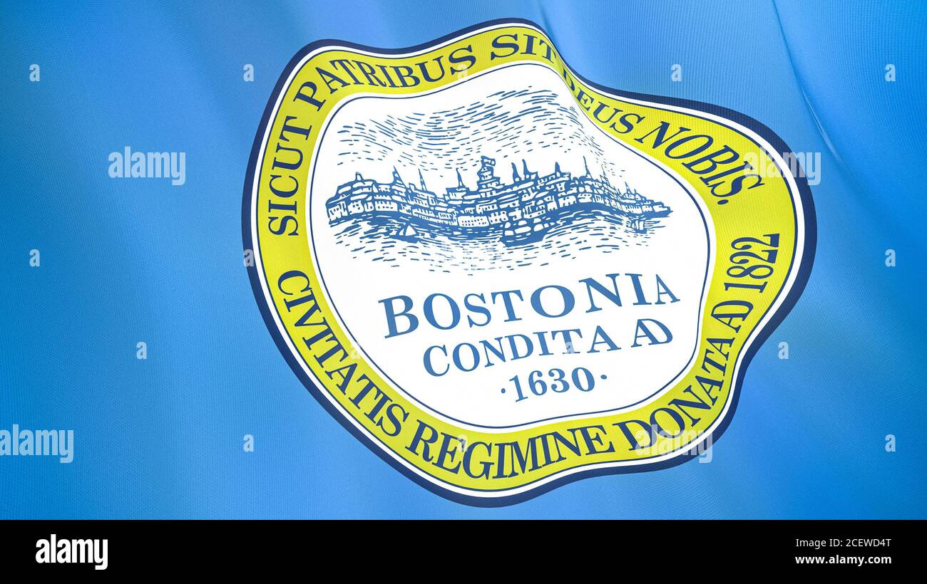 Fluttering flag of Boston City. Massachusetts. The United States. High ...