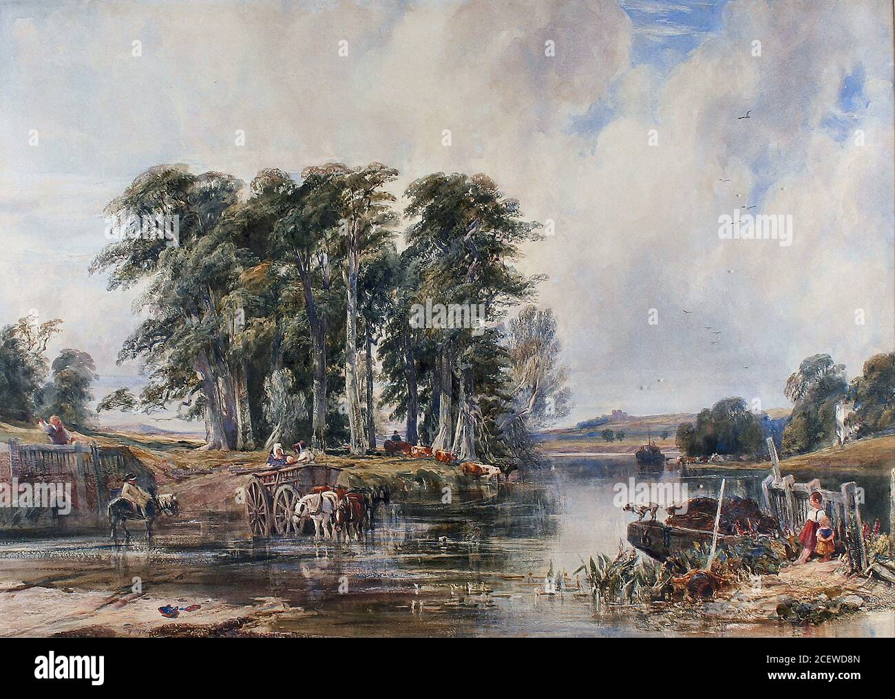 Austin Samuel - the Ford - British School - 19th Century Stock Photo ...