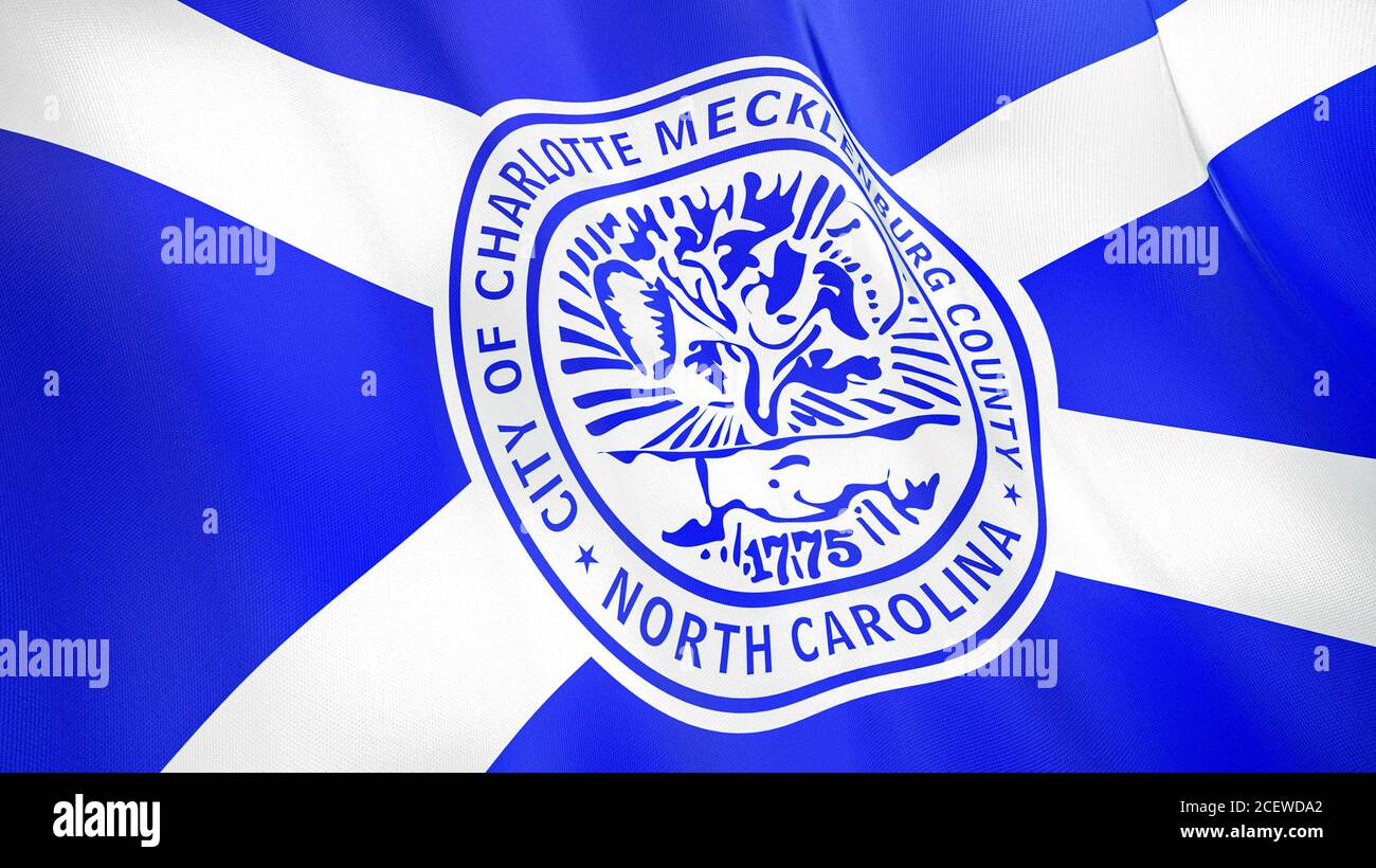 Fluttering flag of Charlotte1 City. North Carolina. United States. High ...