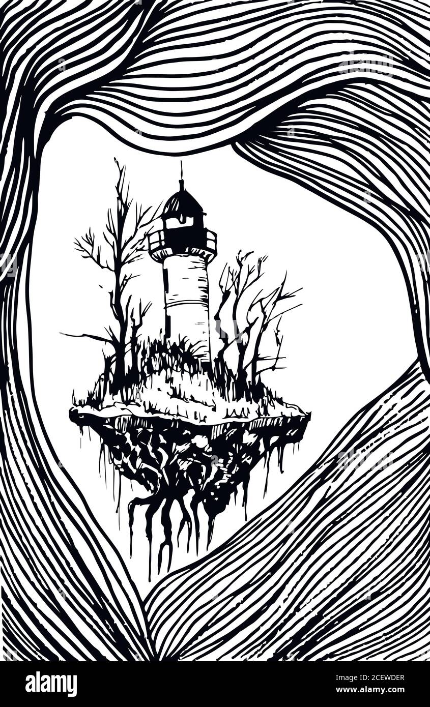 Lighthouse black white Stock Vector Images - Alamy