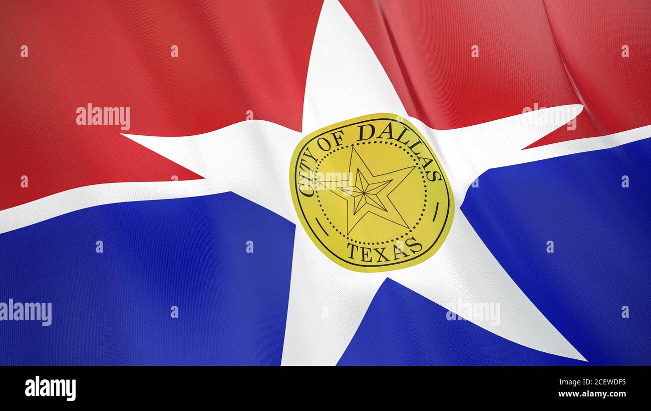 Fluttering flag of Dallas City. Texas. United States. High-quality ...