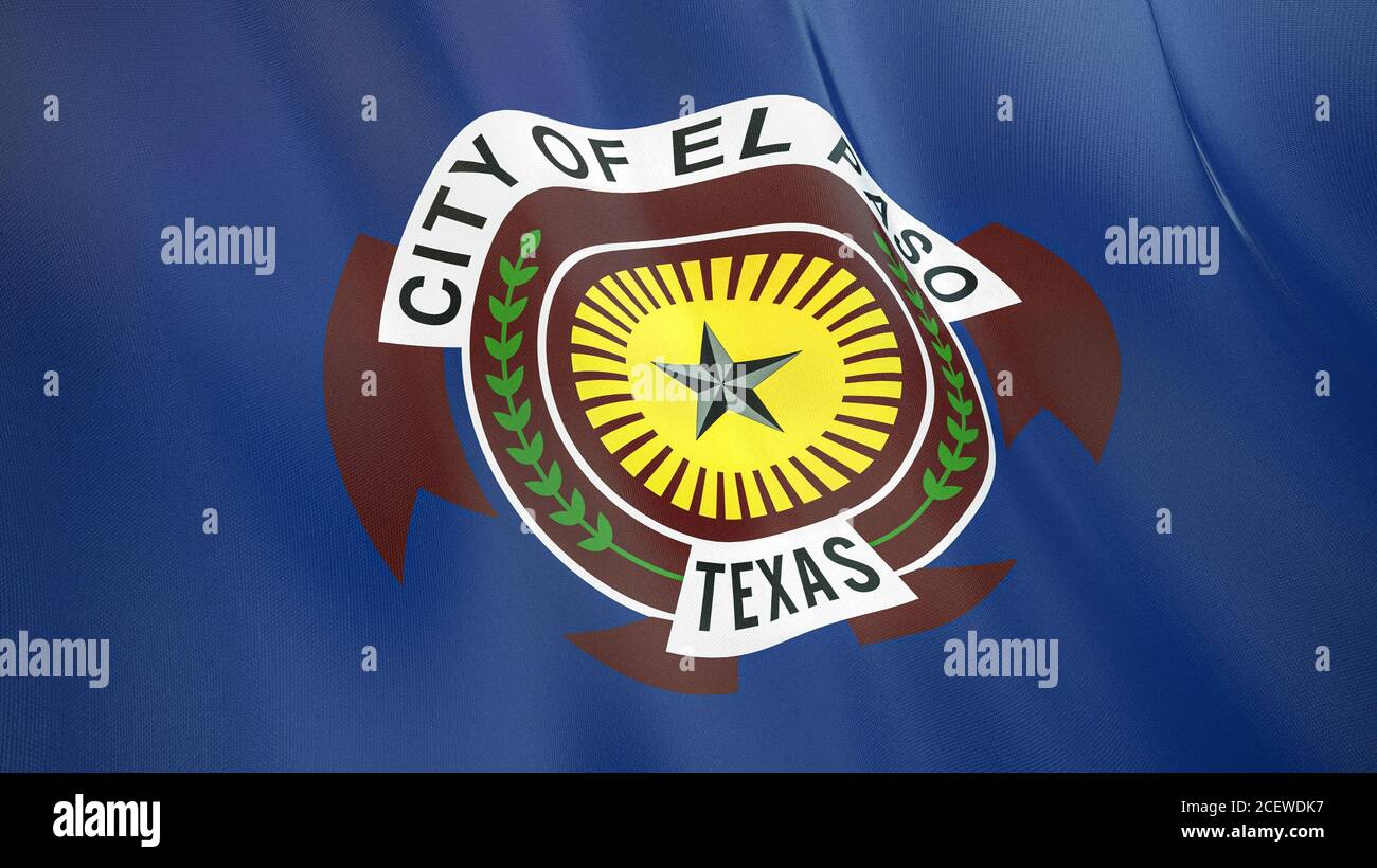Fluttering flag of El Paso City. Texas. United States. High-quality ...