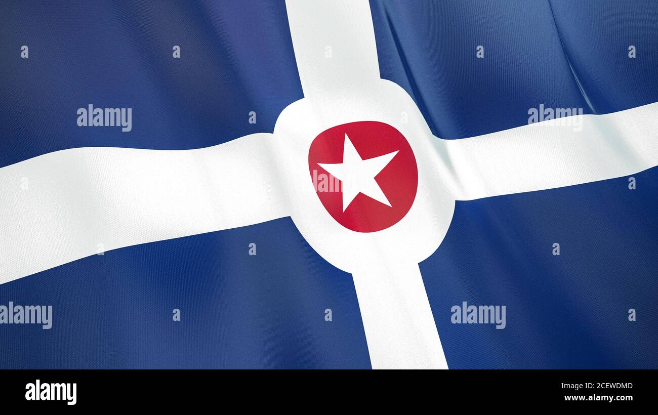 Fluttering flag of Indianapolis City. Indiana. United States. High ...