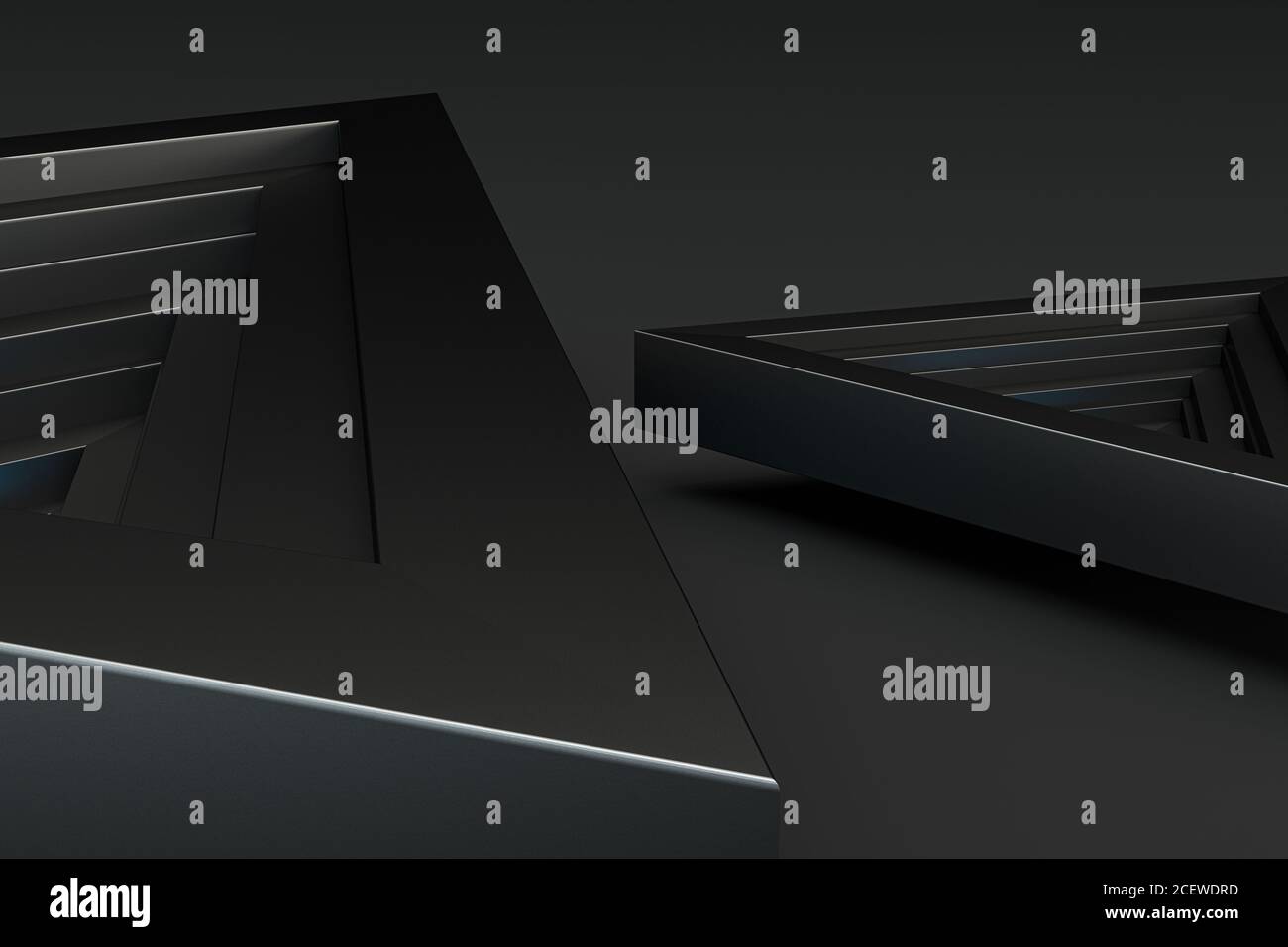 Polished triangle metal frame, 3d rendering. Computer digital drawing ...