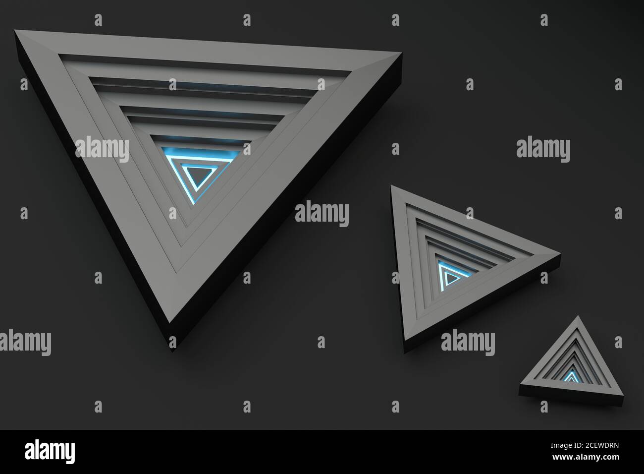 Polished triangle metal frame, 3d rendering. Computer digital drawing ...