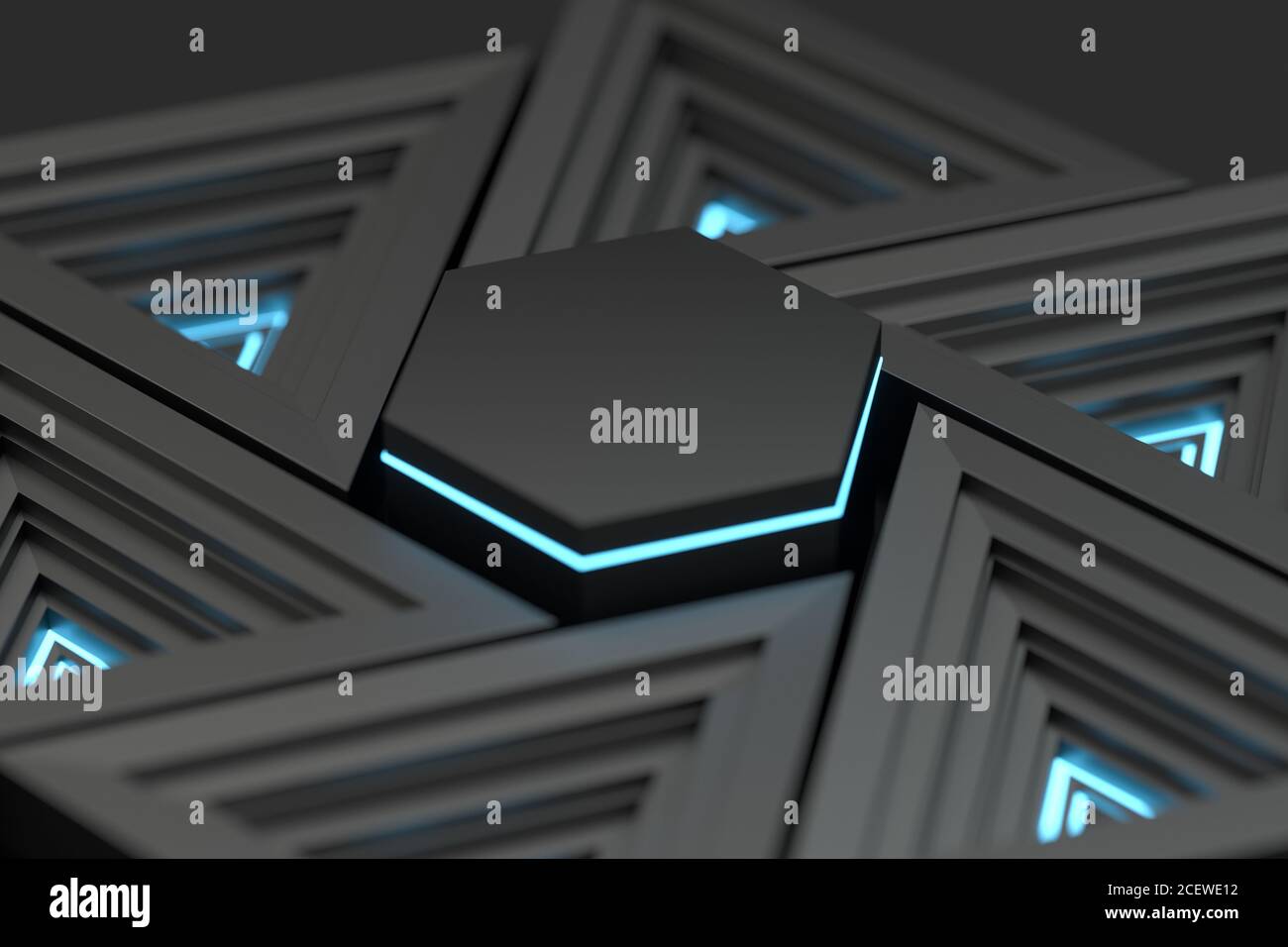 Polished triangle metal frame, 3d rendering. Computer digital drawing ...