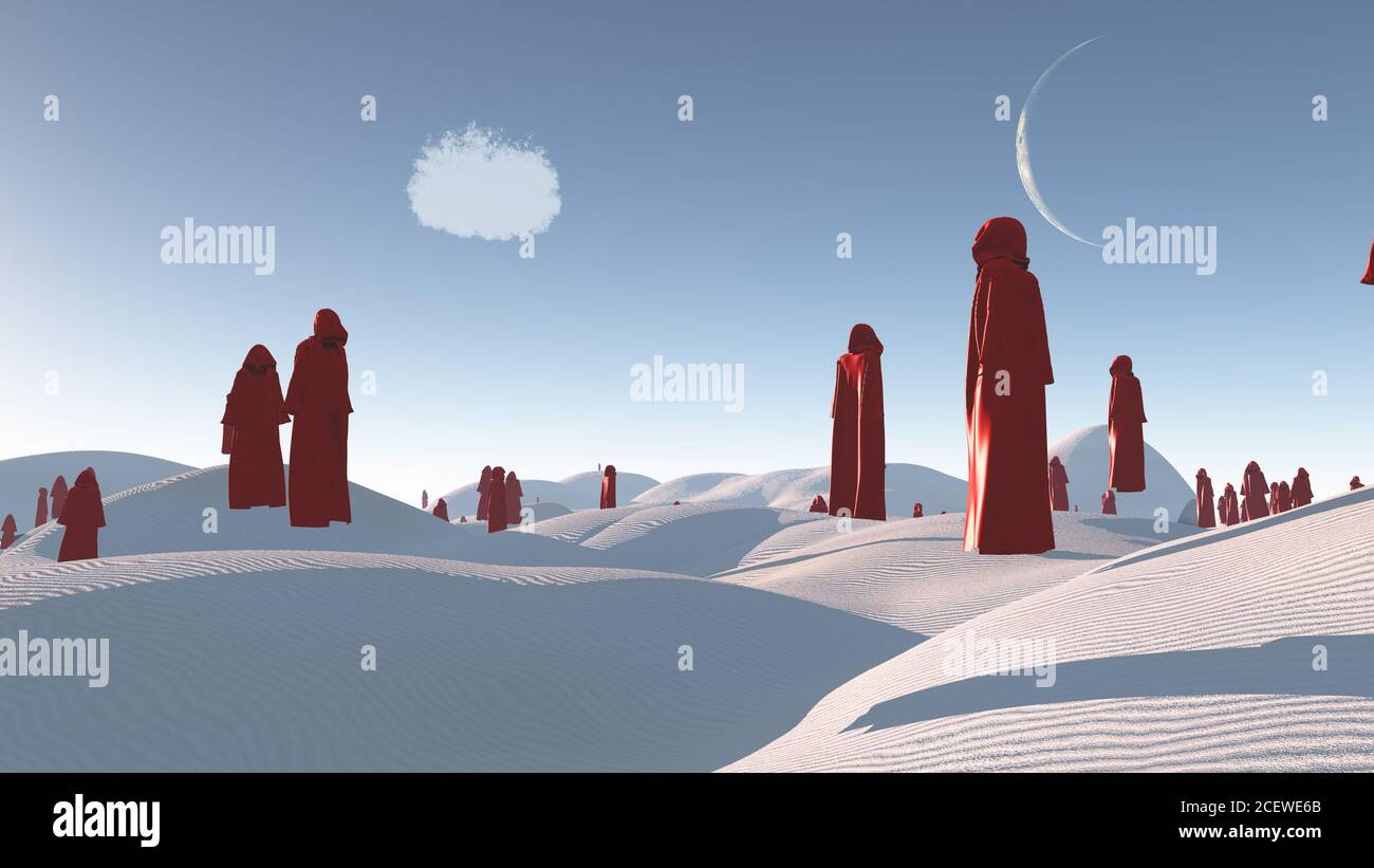 Figures in red robes Stock Photo - Alamy