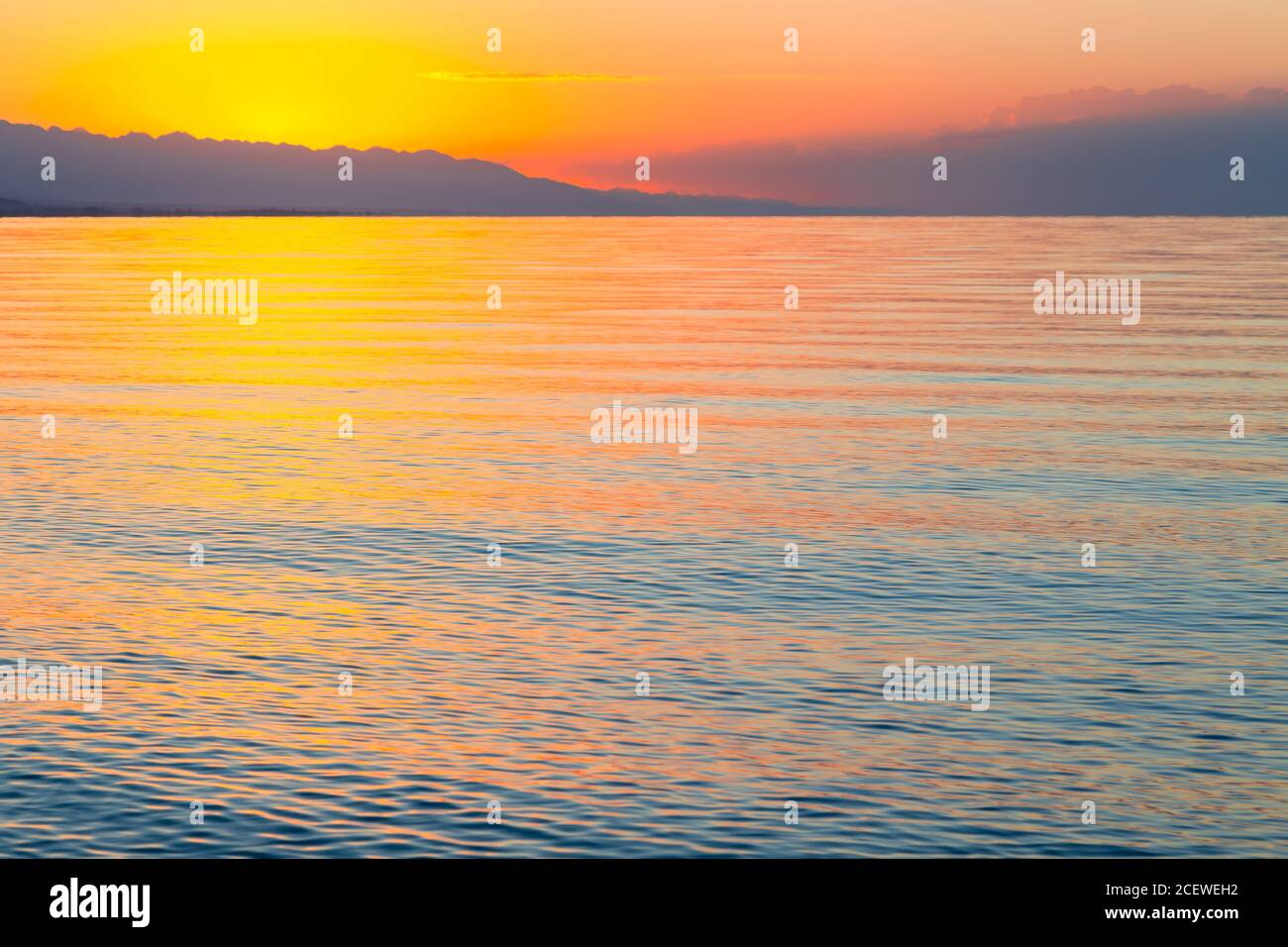 Clear water texture in blue and orange. Background of the ocean and the ...