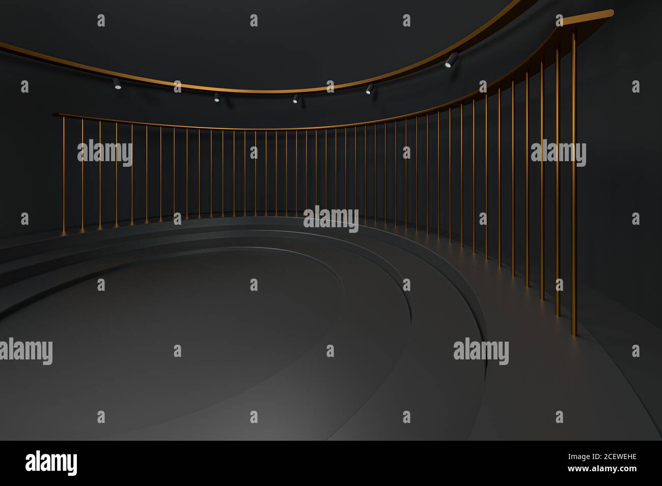 Empty round room, luxury showcase room, 3d rendering. Computer digital ...