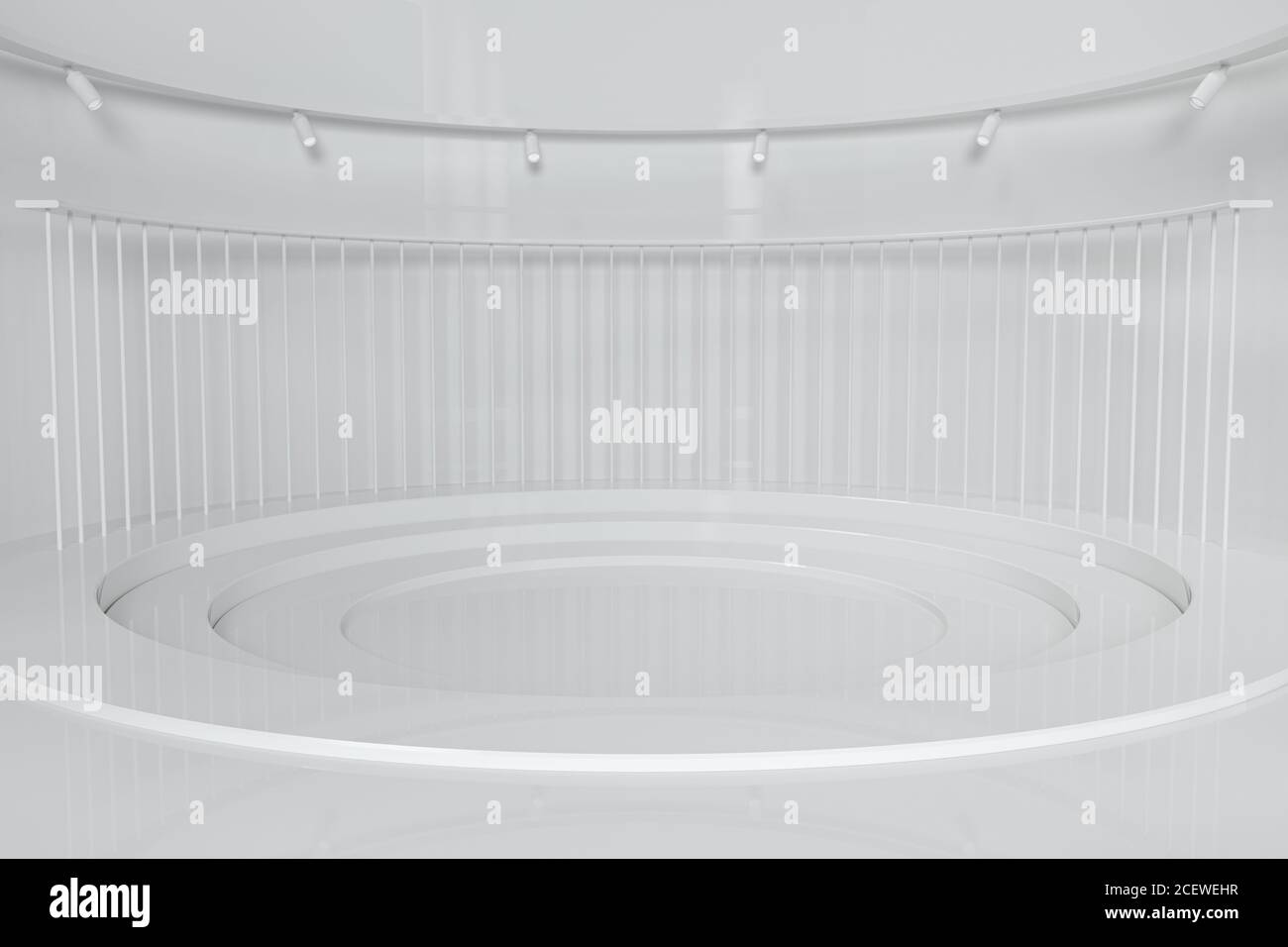 Empty round room, luxury showcase room, 3d rendering. Computer digital ...
