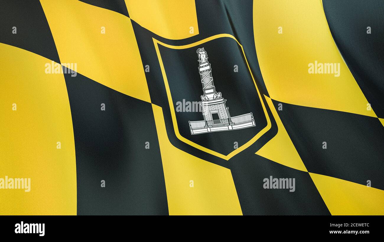 Fluttering flag of Baltimore City. Maryland. United States. High ...