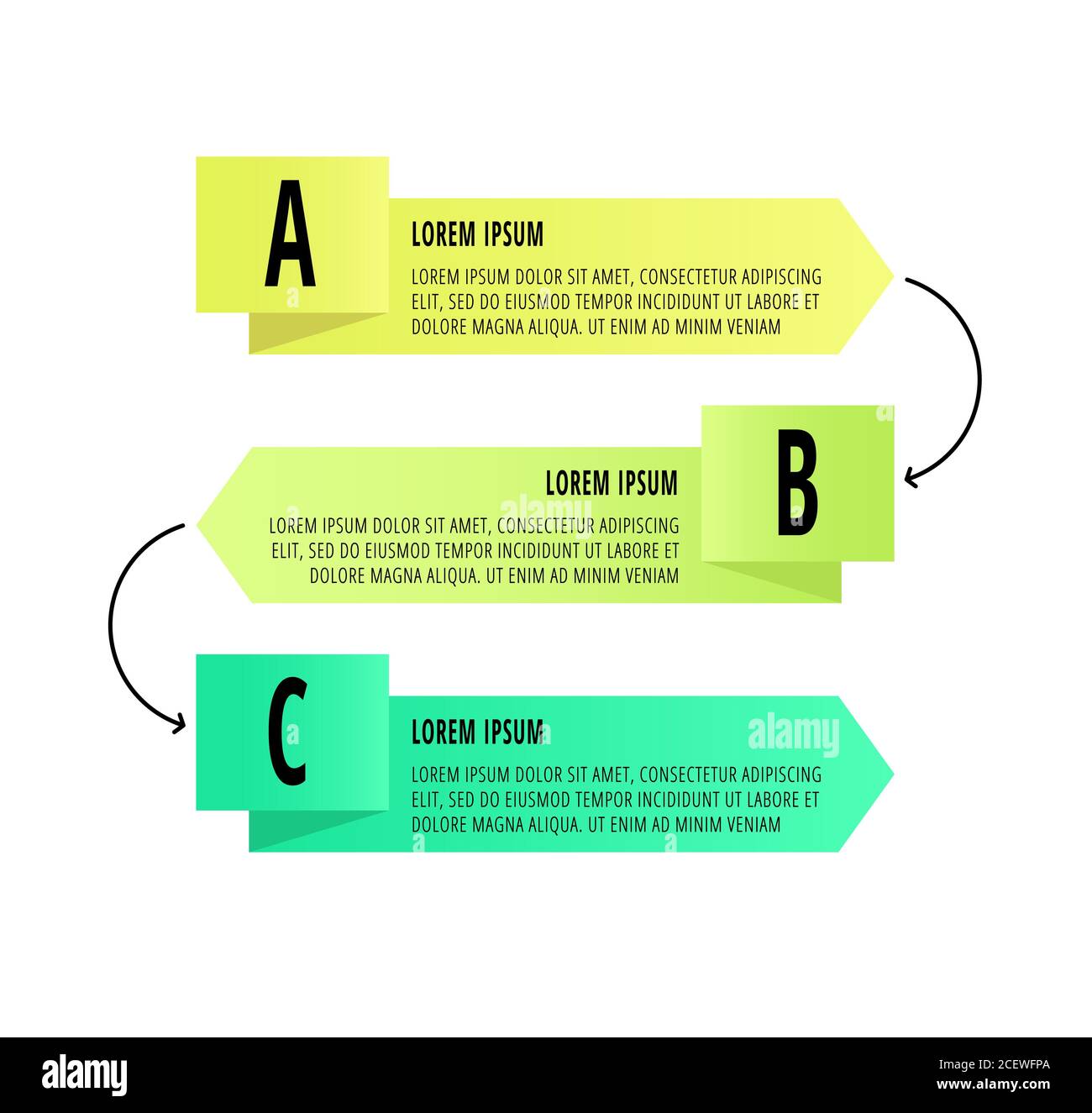 Vector infographic design with 3 rectangles with arrows. Flat template ...