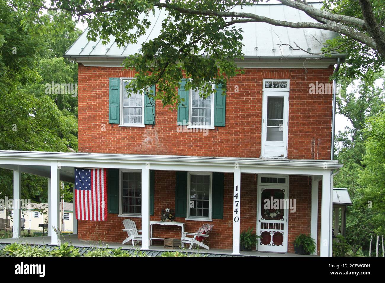 Old brick two-story house in Virginia, USA Stock Photo - Alamy
