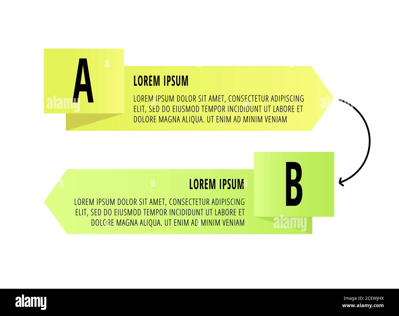 Vector infographic design with 2 rectangles with arrows. Flat template ...