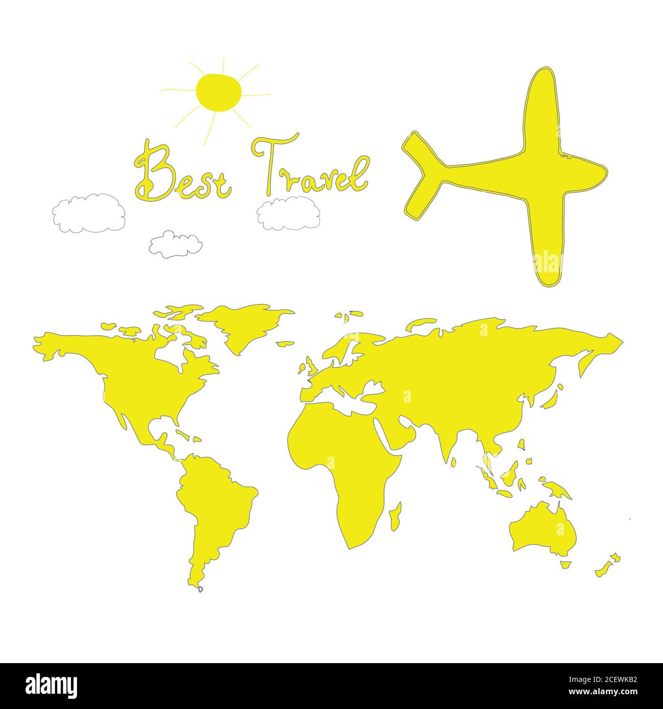 Best travel, bright, cheerful, sunny card, isolated white backg Stock ...