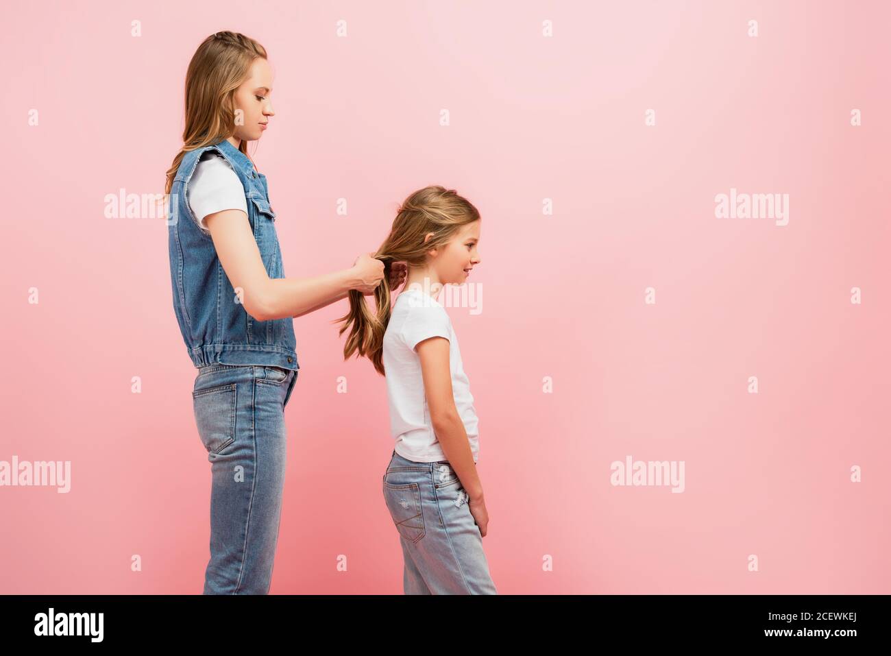 Pink and white hair braid hi-res stock photography and images - Alamy