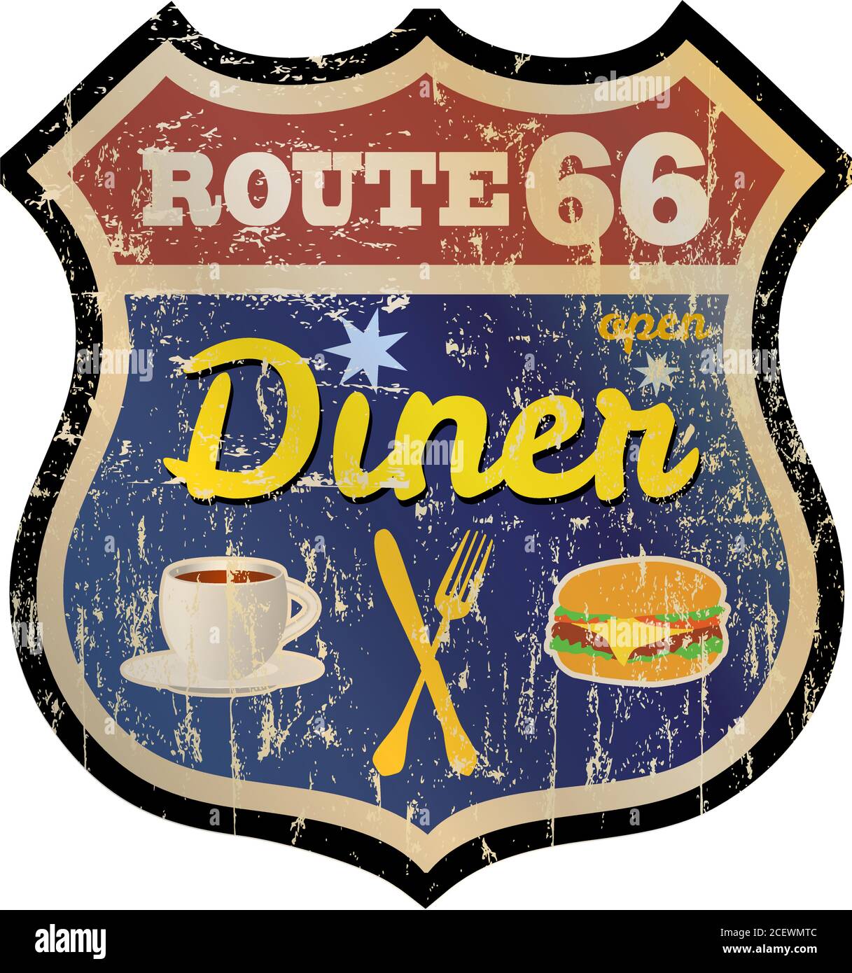 Vintage route 66 diner sign,old fast food restaurant advertsing sign ...