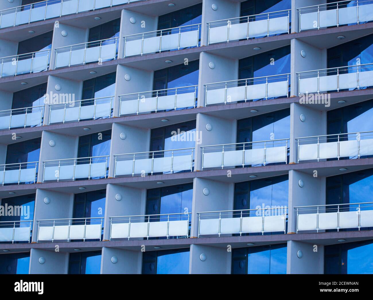 Closeup blue white balconies hi-res stock photography and images - Alamy