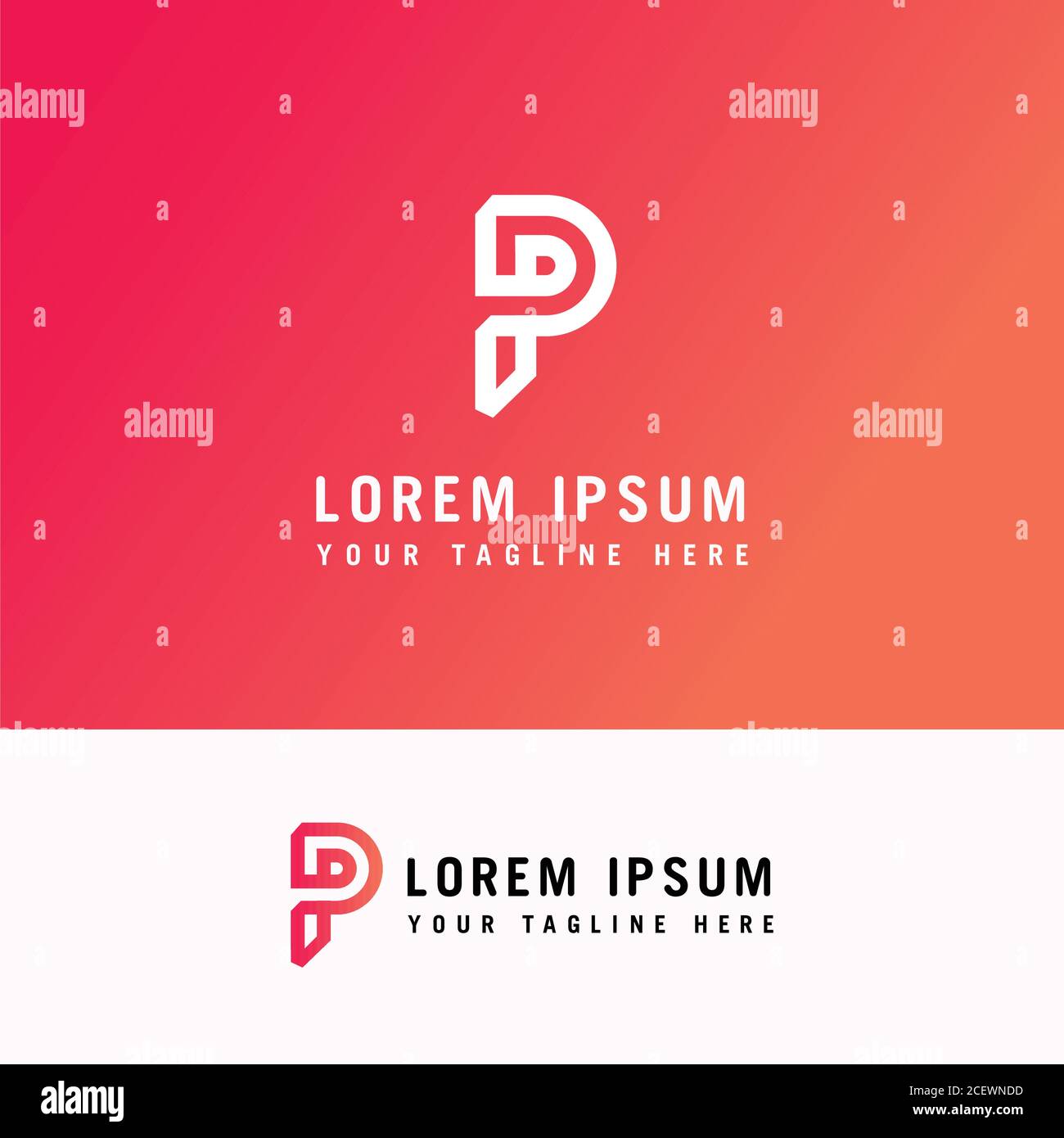 Monogram Initial P letter capital creative with linear minimal style ...