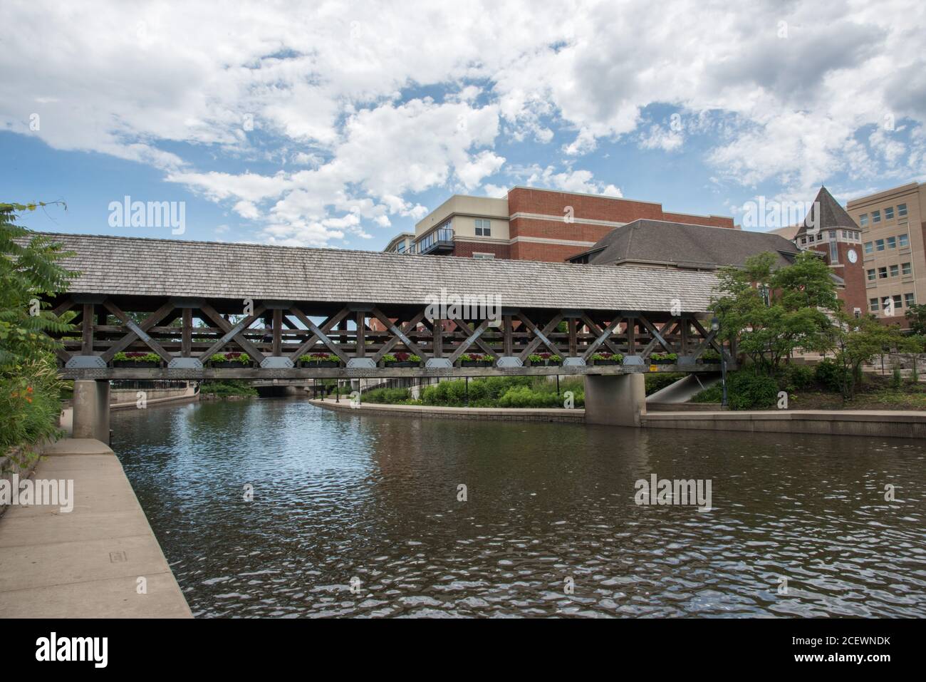 Naperville, Illinois, United States-April 24, 2014: Riverwalk path ...