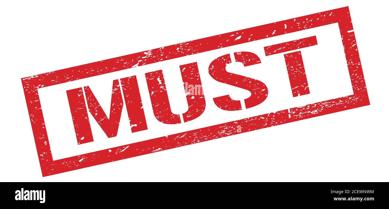 MUST red grungy rectangle stamp sign Stock Photo - Alamy