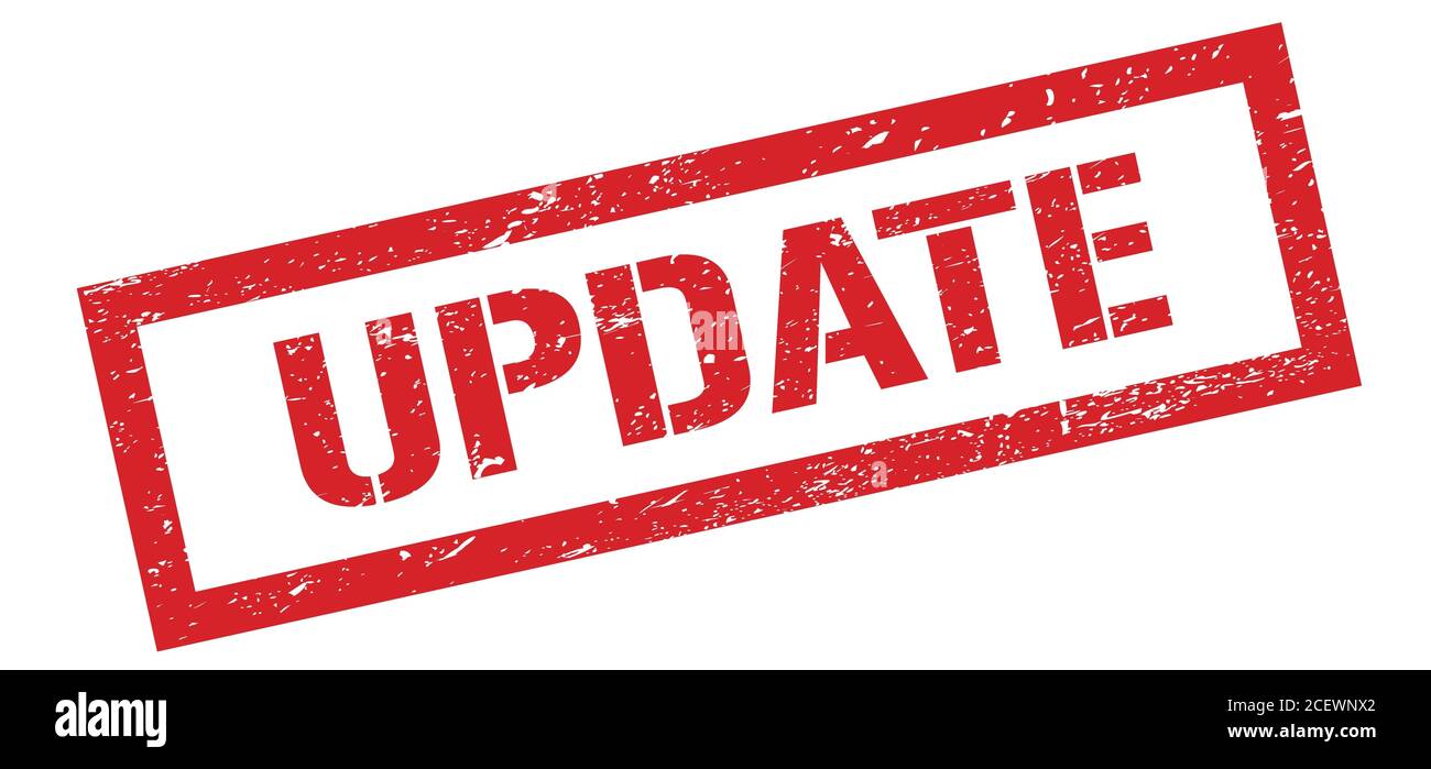 UPDATE red grungy rectangle stamp sign Stock Photo - Alamy