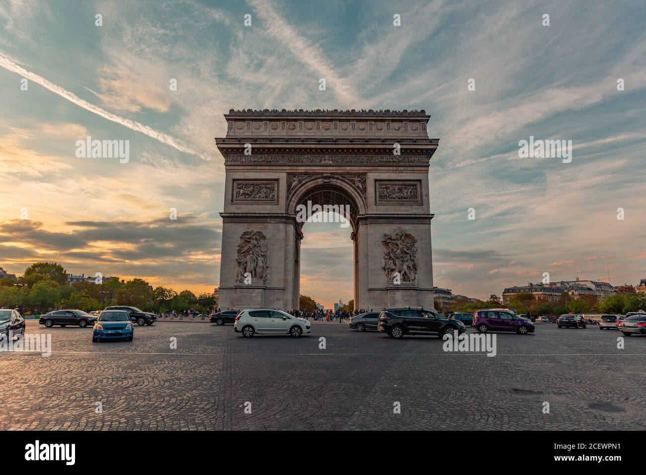 Arc De Triomphe At Sunset