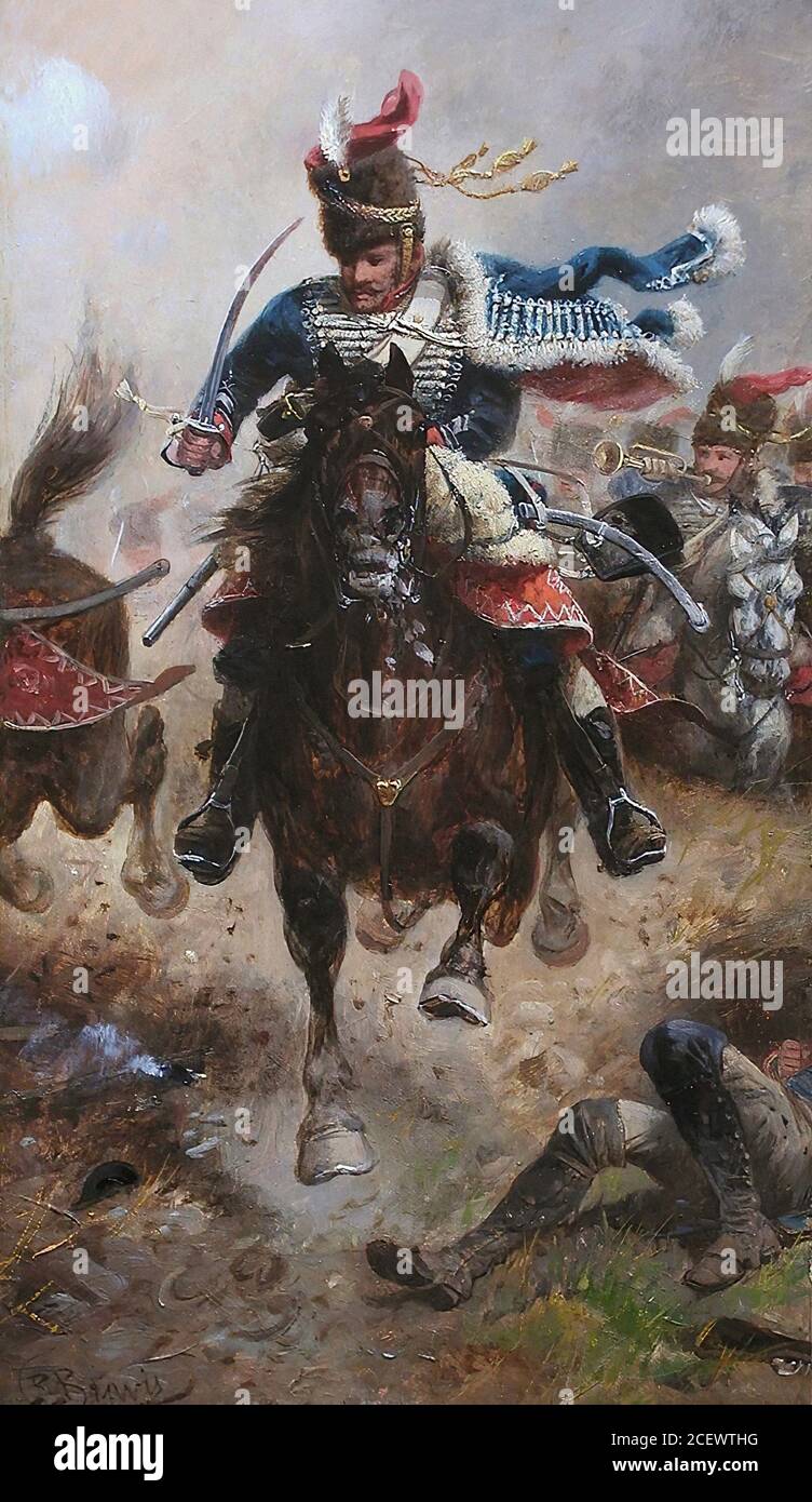 Beavis Richard - 10th Hussars at Waterloo 1815 - British School - 19th ...