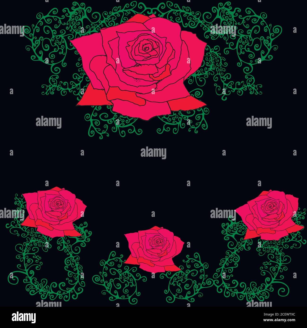 Red roses frame Stock Vector Images - Alamy