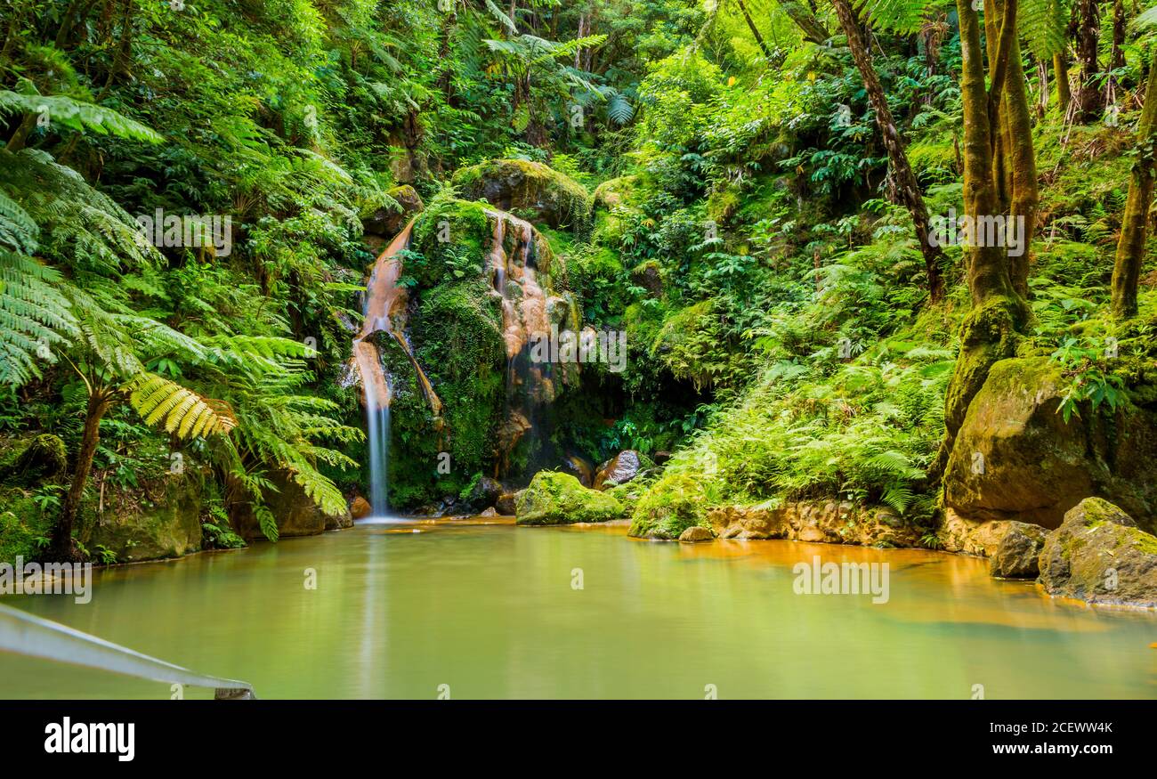 Caldeira velha waterfall sao miguel island hi-res stock photography and ...
