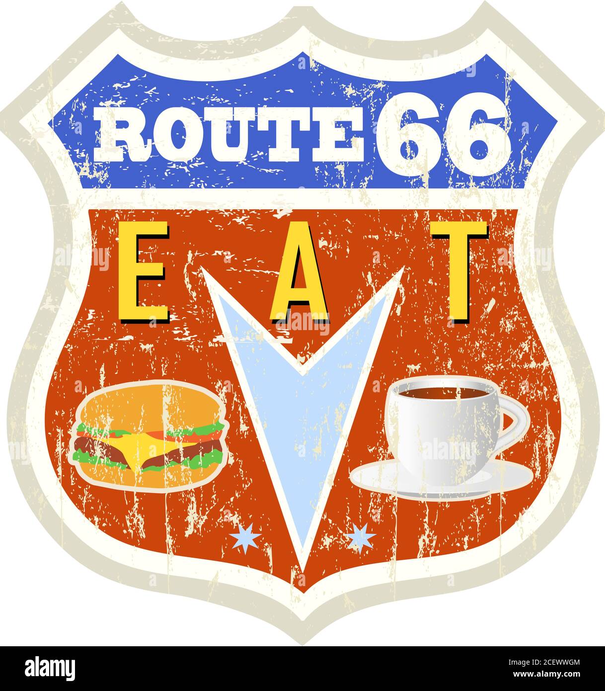Vintage route 66 diner sign,old fast food restaurant advertsing sign ...