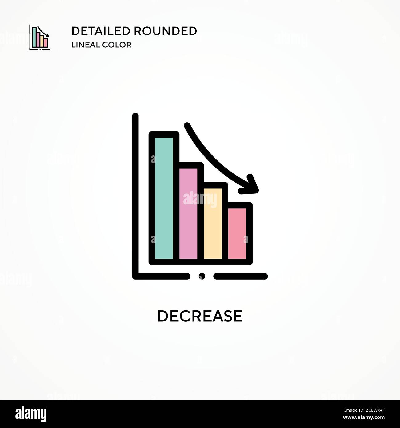 Decrease vector icon. Modern vector illustration concepts. Easy to edit and customize Stock ...