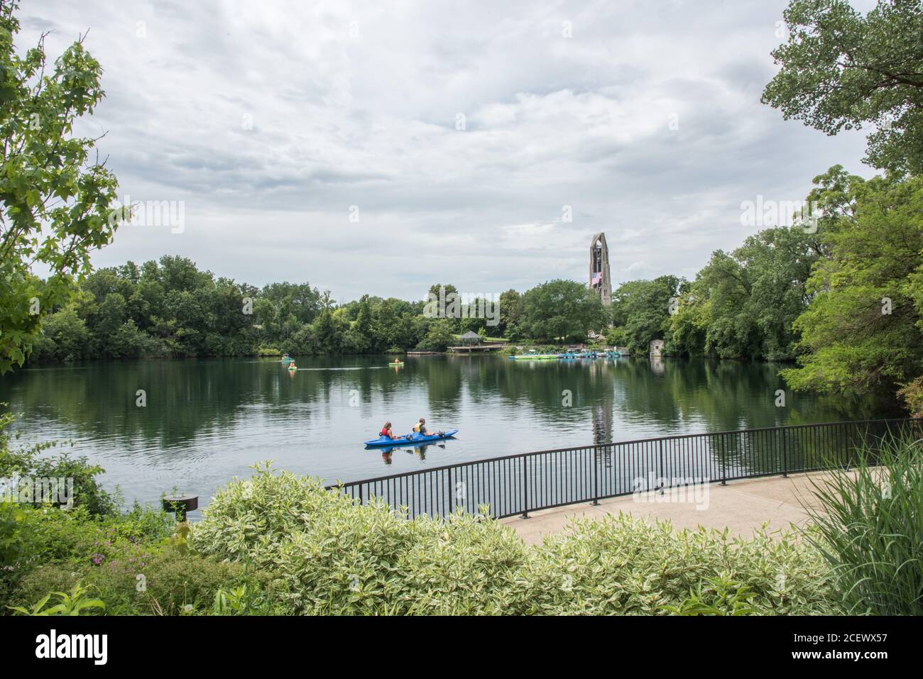 Naperville, Illinois, United States-April 24, 2014: People kayaking in ...
