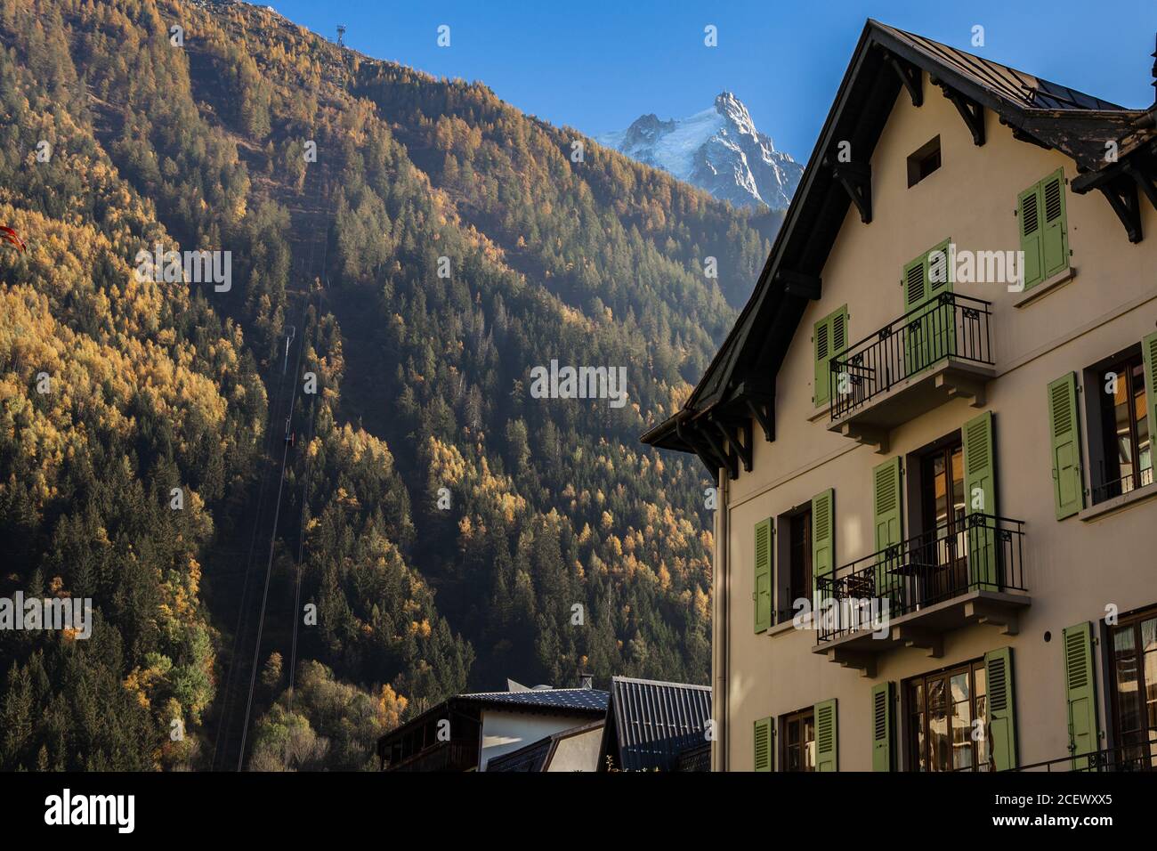 The architectures in Chamonix, French Alps, autumn time Stock Photo - Alamy