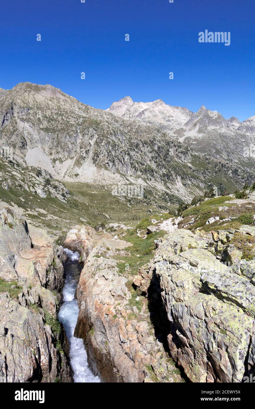 Steep ravine and fast running river, unusual geological formations and ...