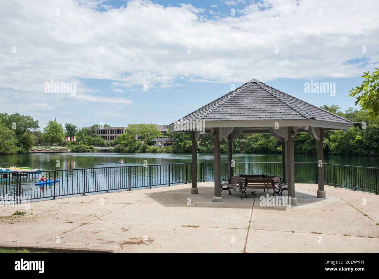 Naperville, Illinois, United States-April 24, 2014: People kayaking in ...