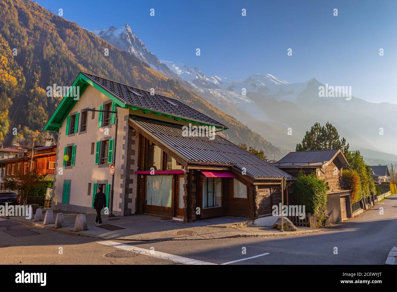 The architectures in Chamonix, French Alps, autumn time Stock Photo - Alamy